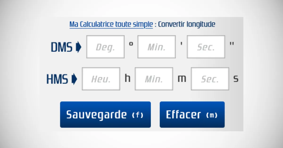 Convertir une longitude en heures ou inversement (DMS ↔ HMS)