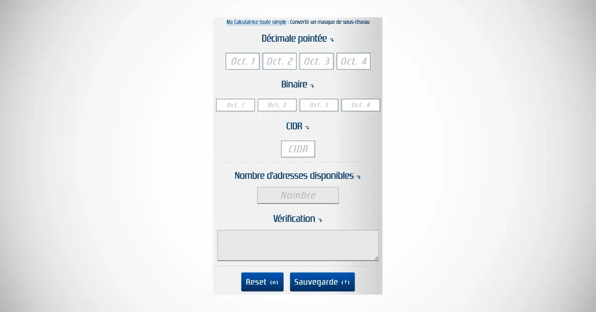 Convertir un masque de sous-réseau (décimale pointée, binaire, CIDR)